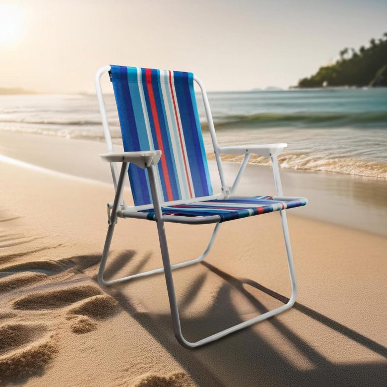 SILLA PLAYERA A RAYAS DE ACERO PLEGABLE LH-3990 – Uruimporta